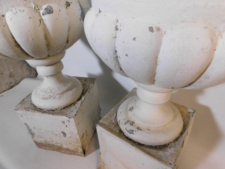 Pair of Italian Architectural Ornate Metal Flame Finials at 1stDibs