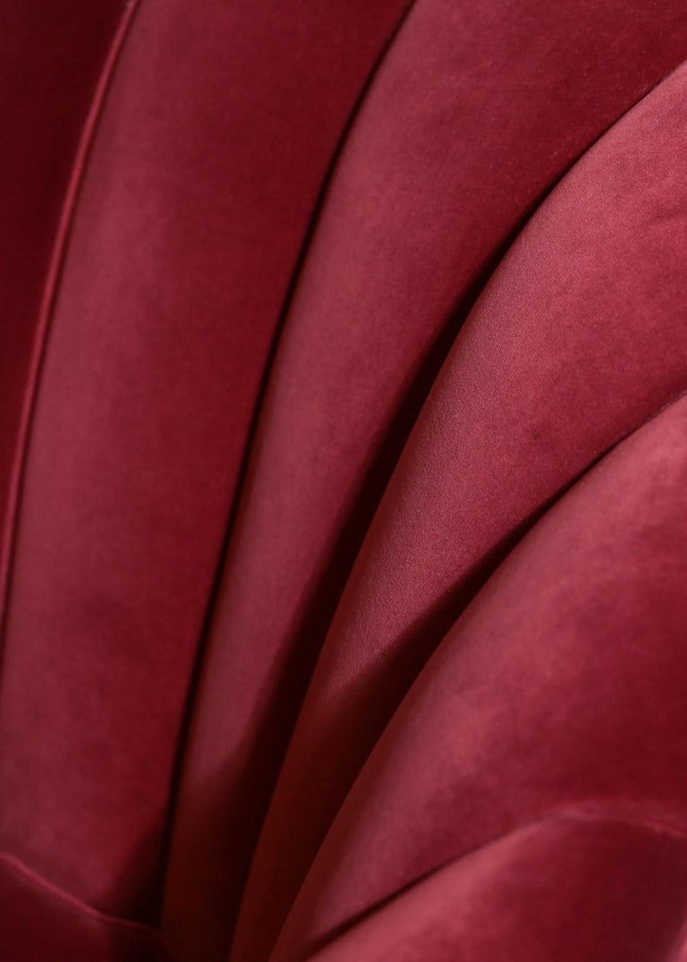 Pair of Italian Armchair in the Style of Gio Ponti Burgundy Velvet For ...