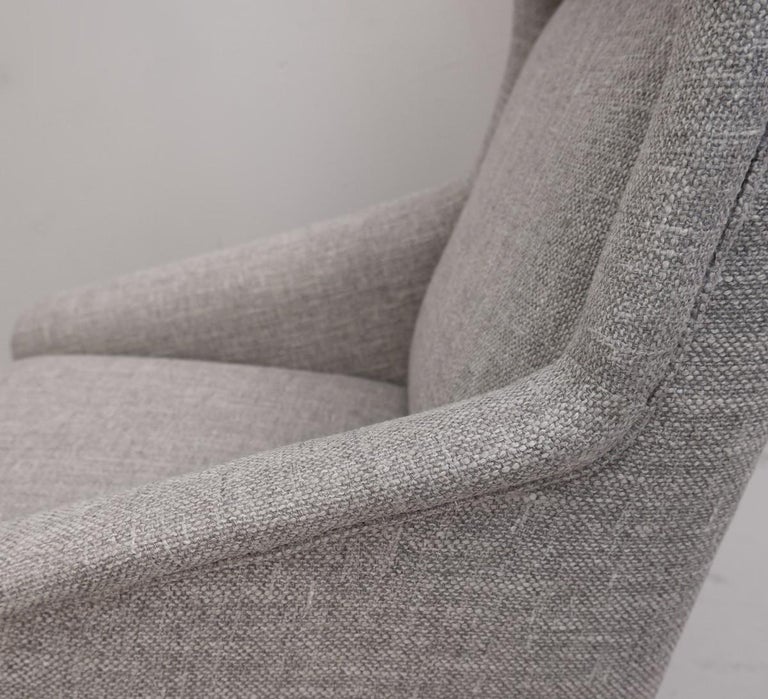 Pair of Italian Armchairs with High Back with Ears, New Light Gray Marl ...