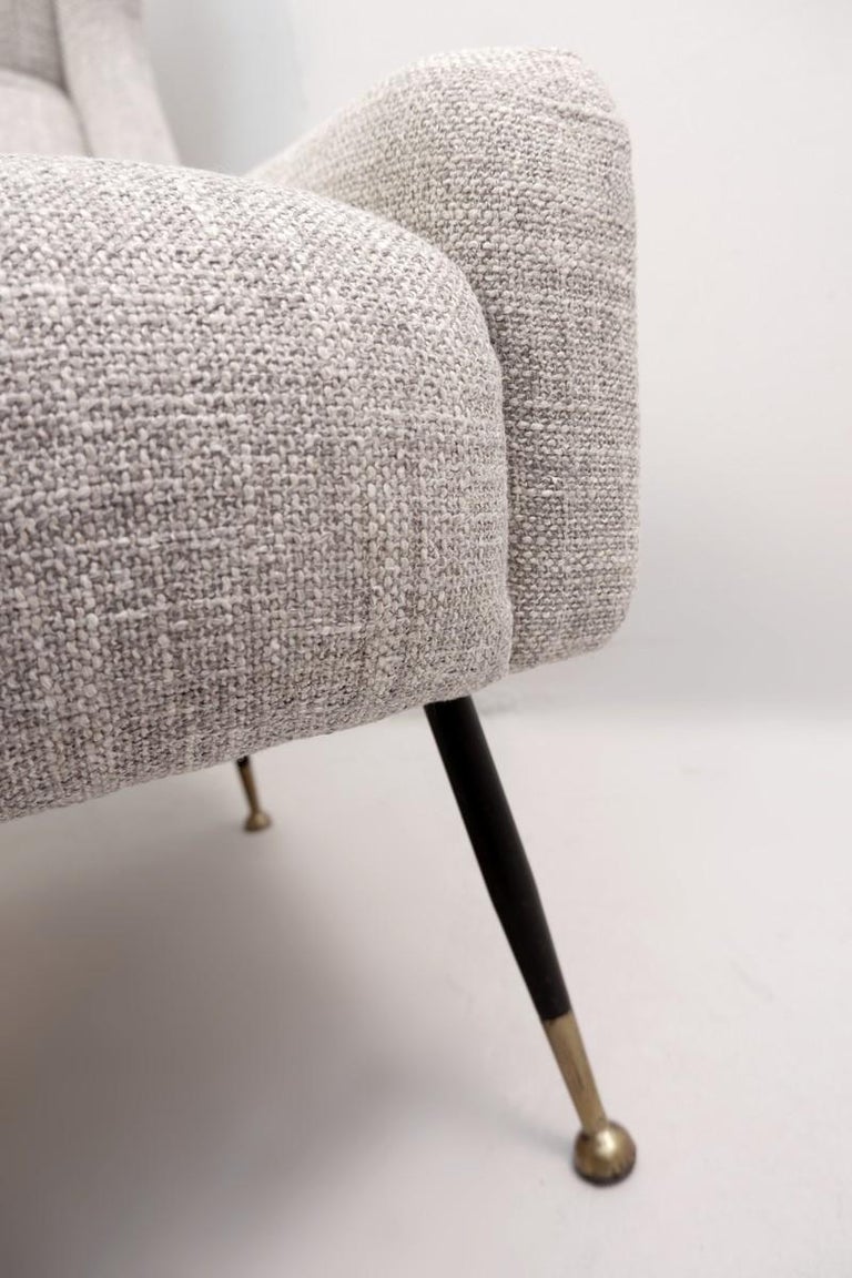 Pair of Italian Armchairs with High Back with Ears, New Light Gray Marl ...