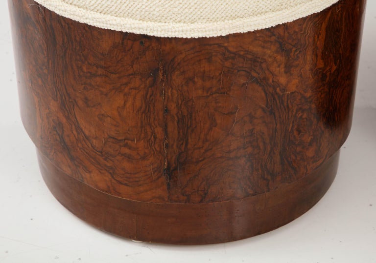 Pair of Italian Art Deco Burl Wood Circular Stools For Sale at 1stDibs
