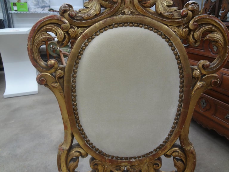 Pair of Italian Baroque Style Giltwood Chairs For Sale at 1stDibs