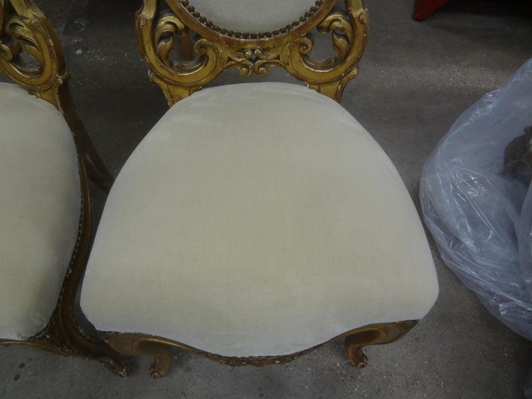 Pair of Italian Baroque Style Giltwood Chairs For Sale at 1stDibs