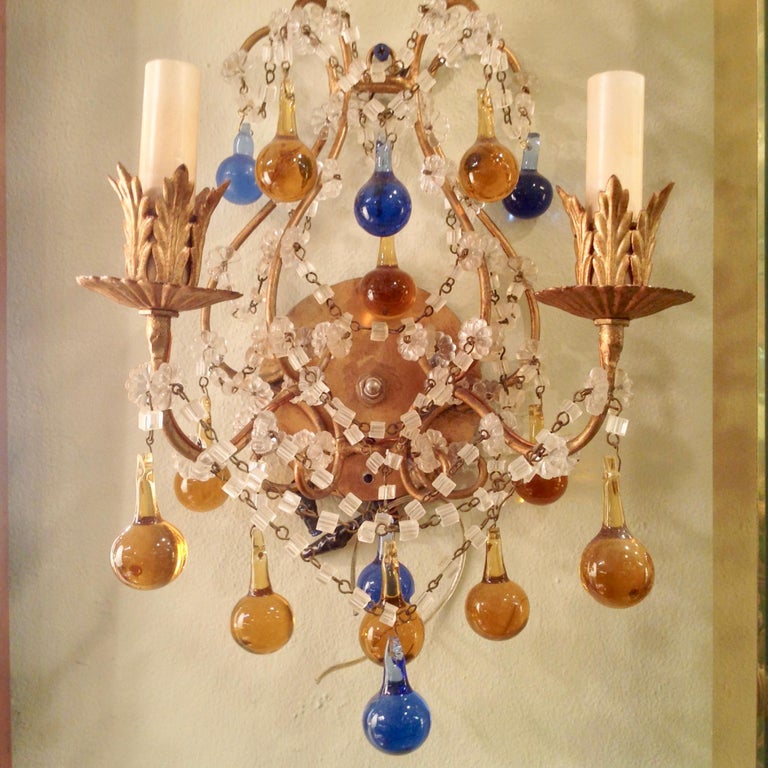 Pair of Italian Beaded Sconces For Sale at 1stDibs