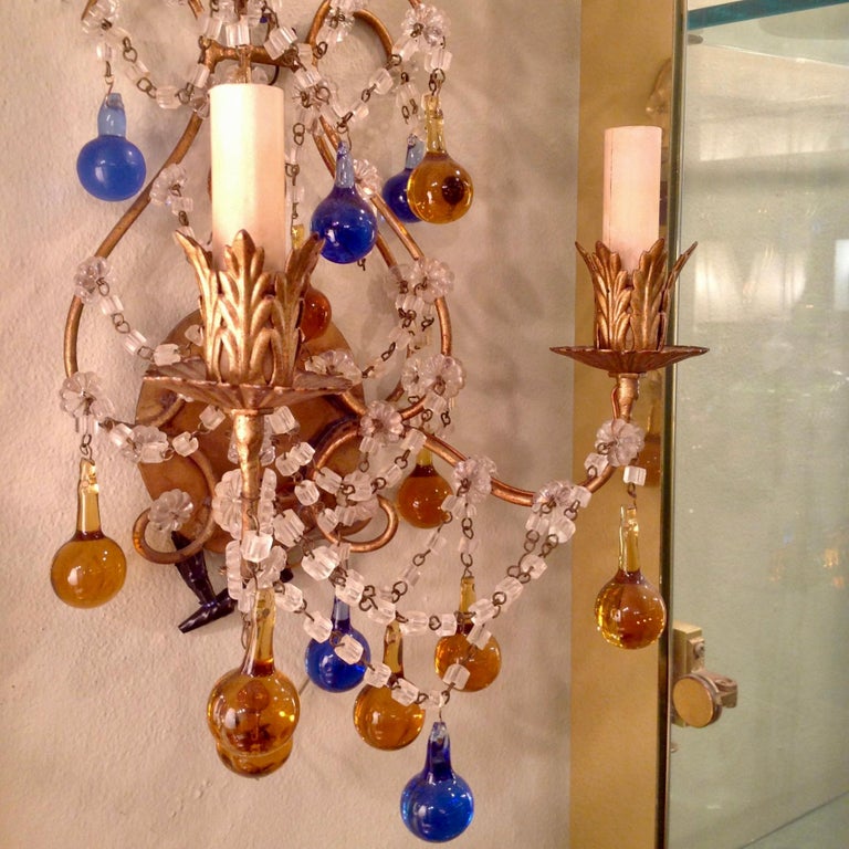 Pair of Italian Beaded Sconces For Sale at 1stDibs