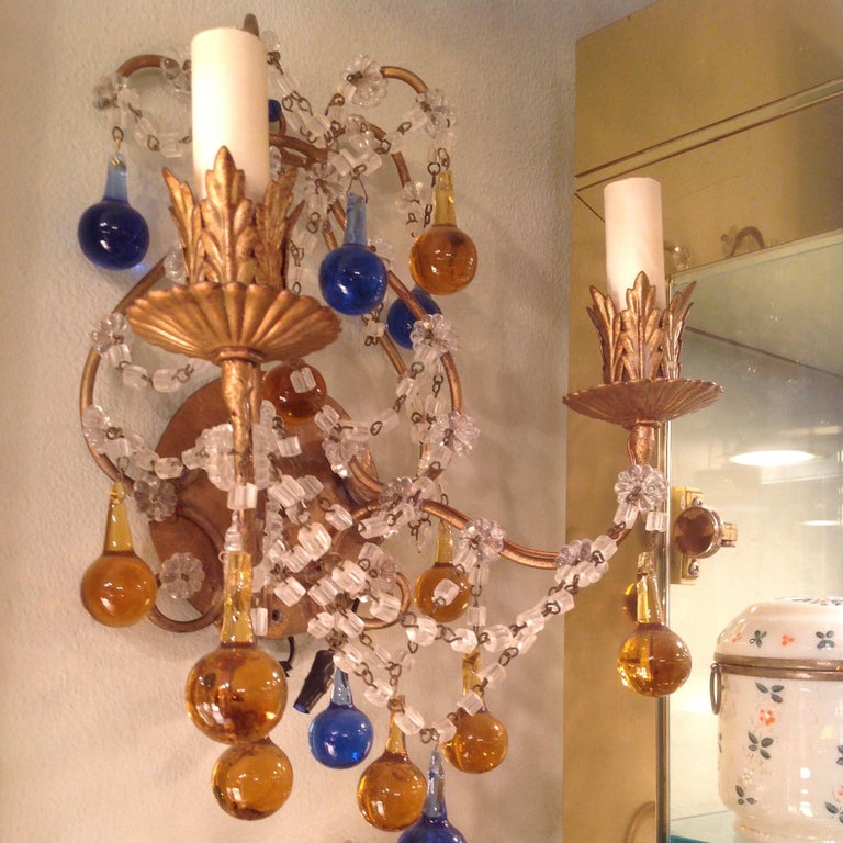 Pair of Italian Beaded Sconces For Sale at 1stDibs