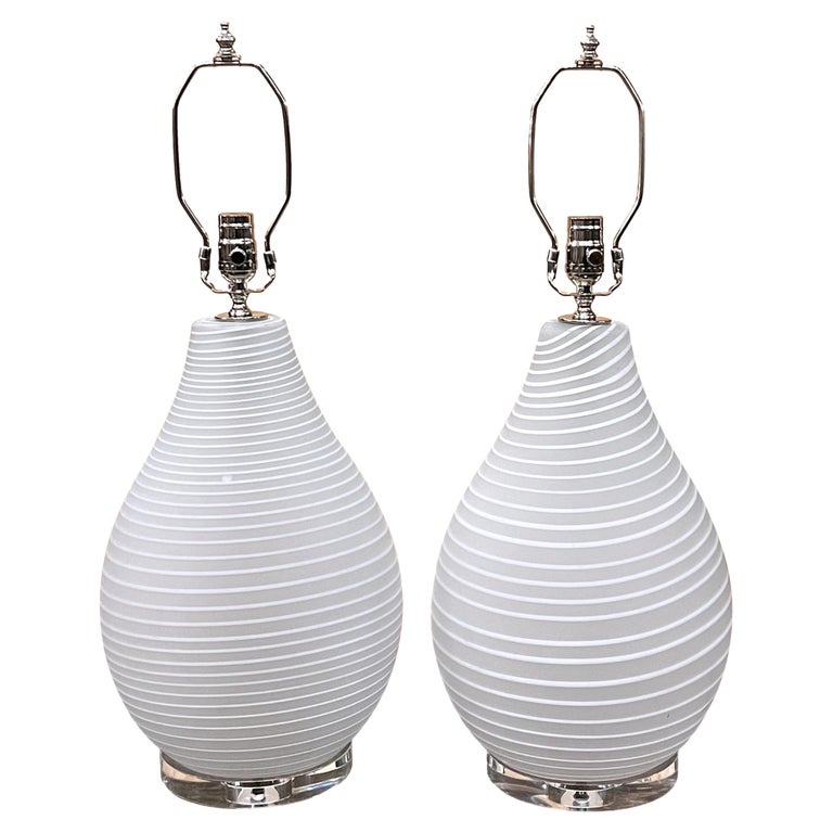 Pair of Italian Blown Glass Table Lamps For Sale at 1stDibs