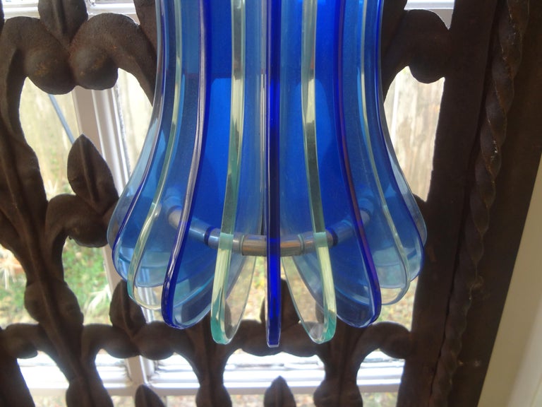 Pair of Italian Blue Glass Sconces by Veca For Sale at 1stDibs