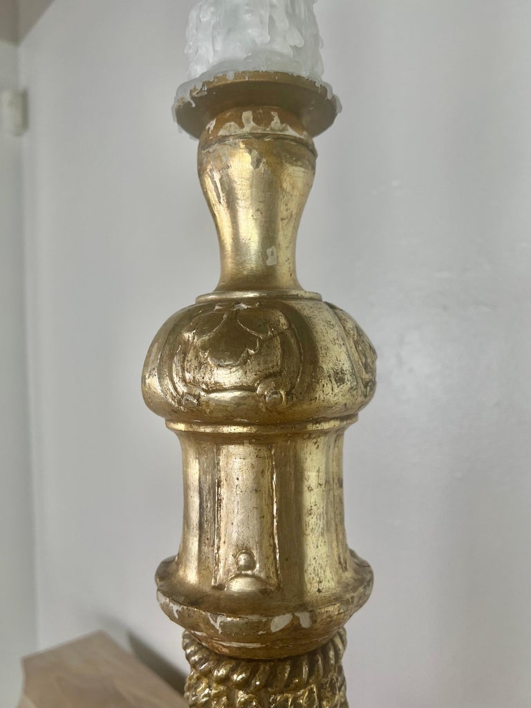 Pair of Italian Borghese Lamps with Parchment Shades For Sale at 1stDibs