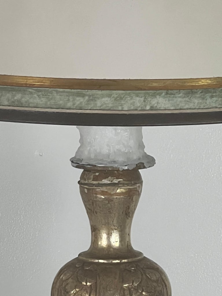 Pair of Italian Borghese Lamps with Parchment Shades For Sale at 1stDibs