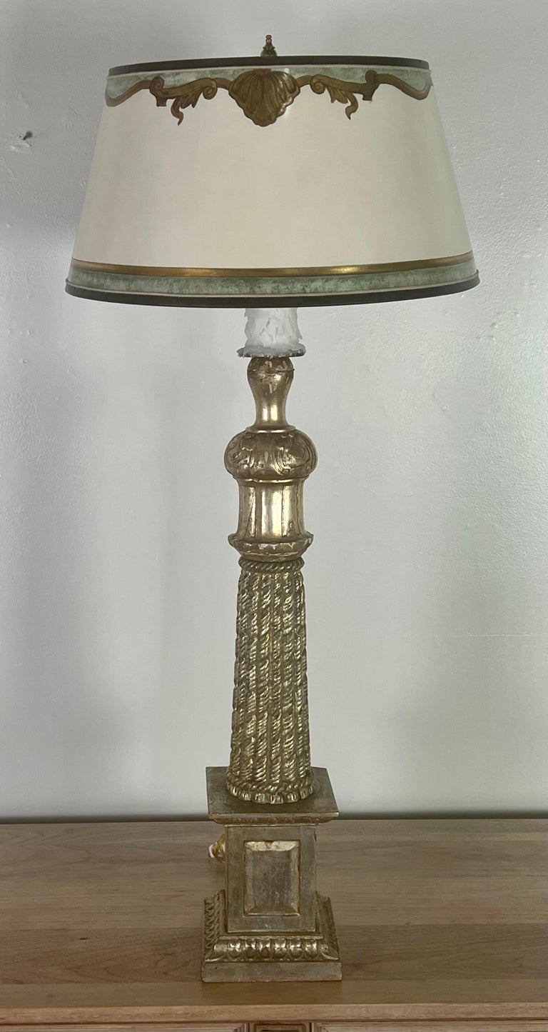 Pair of Italian Borghese Lamps with Parchment Shades For Sale at 1stDibs