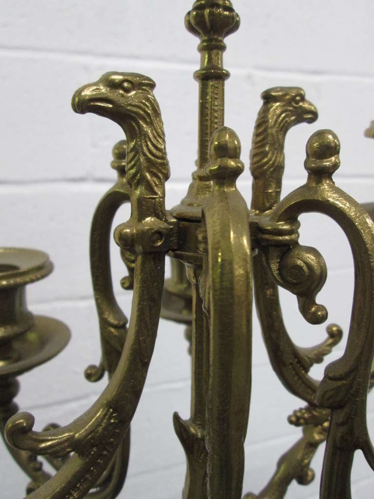 Pair of Italian Brevettato Brass Marble Candelabras For Sale at 1stDibs ...