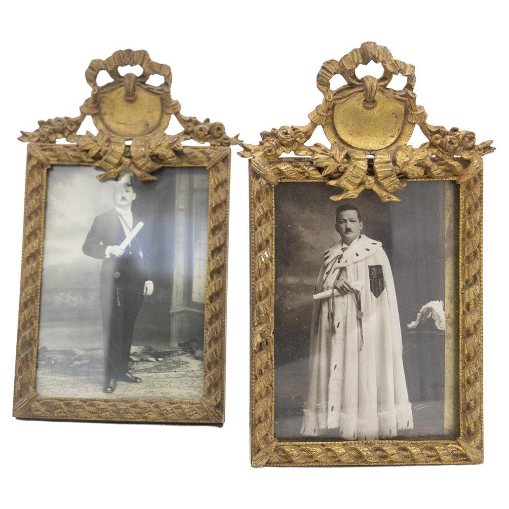 Pair of French Brass and Beveled Glass Picture Photograph Frames Easels ...