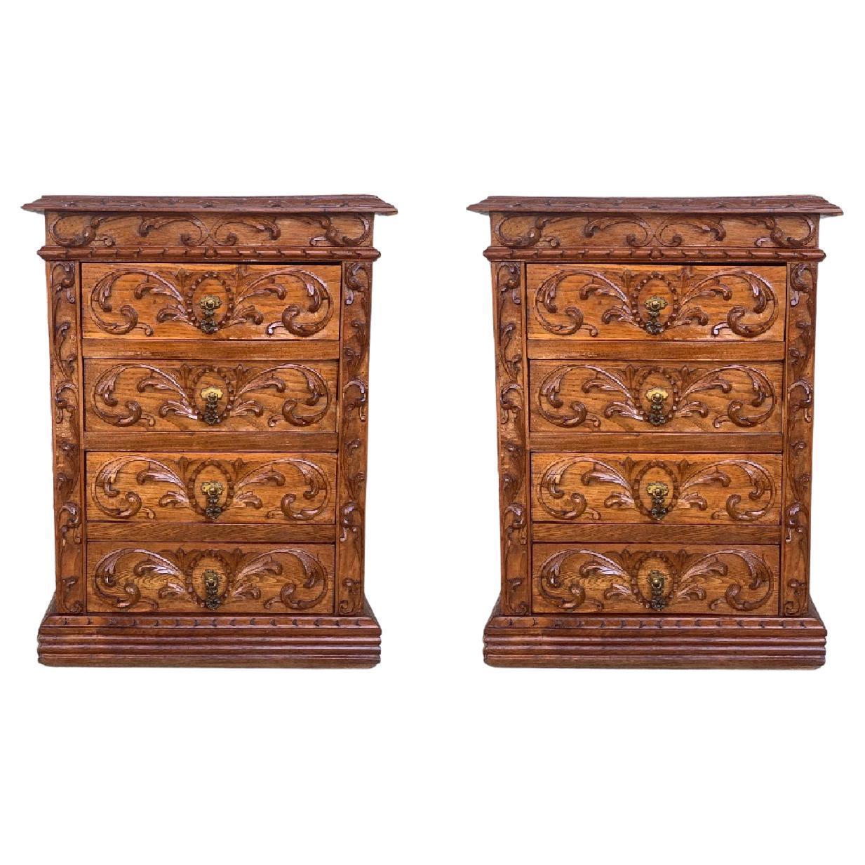 Pair of Late 19th Century Italian Figured Walnut Bedside Commodes at ...