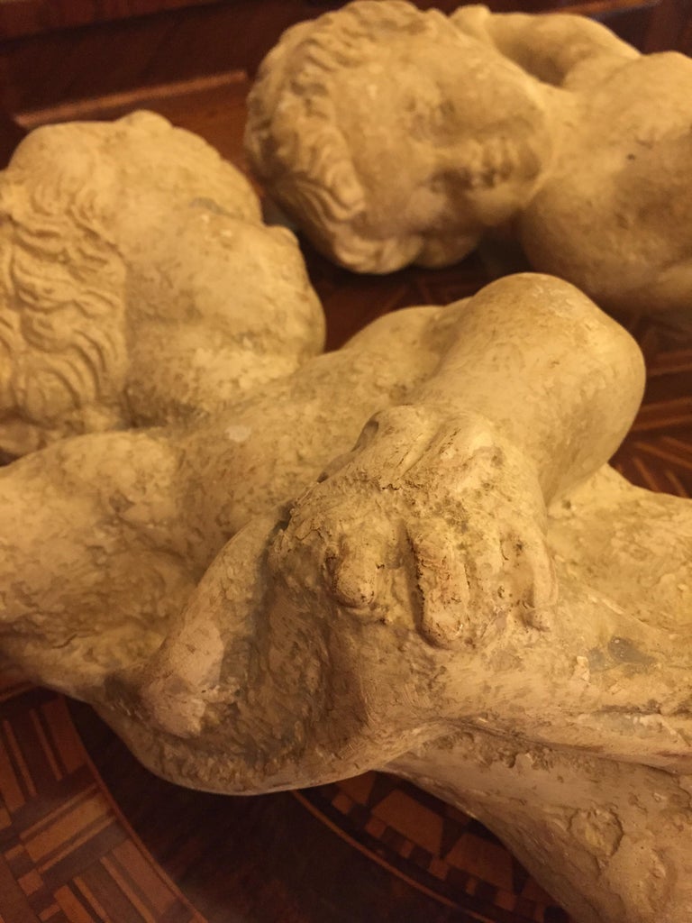 Pair of Italian Cherub Sculptures 19th Century Baroque Style White ...