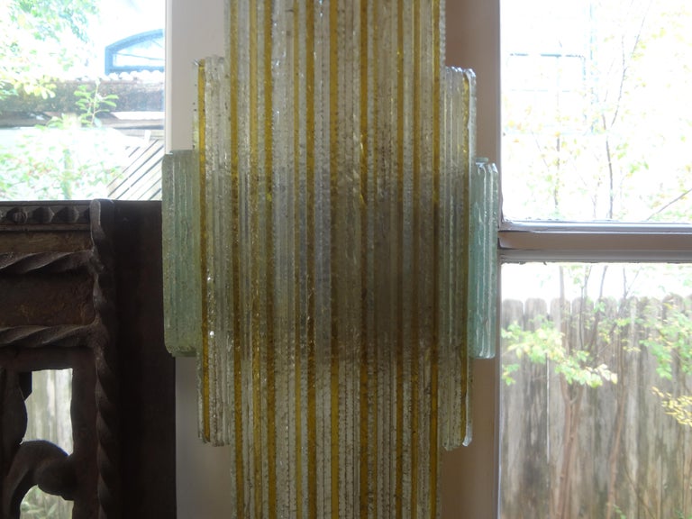 Pair of Italian Chiseled Glass Sconces by Poliarte For Sale at 1stDibs