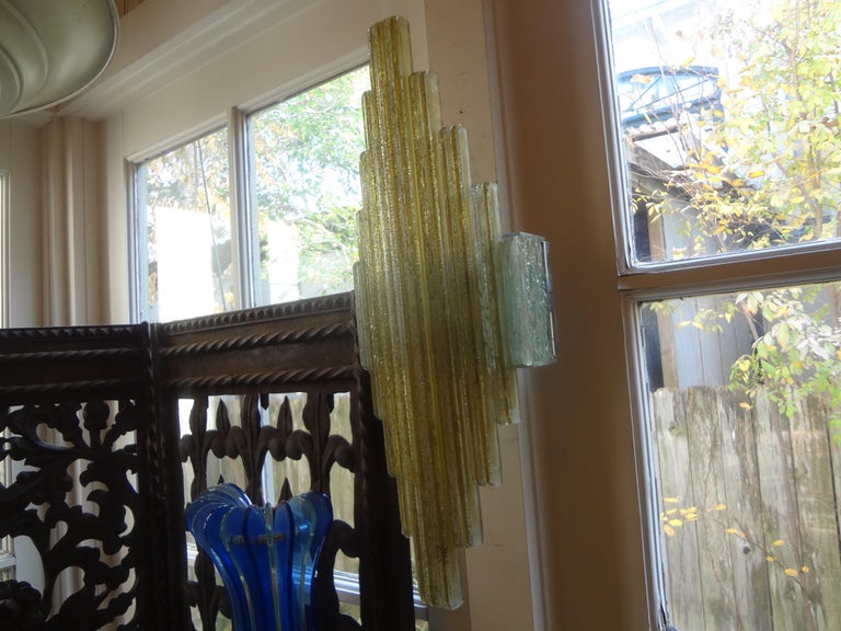 Pair of Italian Chiseled Glass Sconces by Poliarte For Sale at 1stDibs