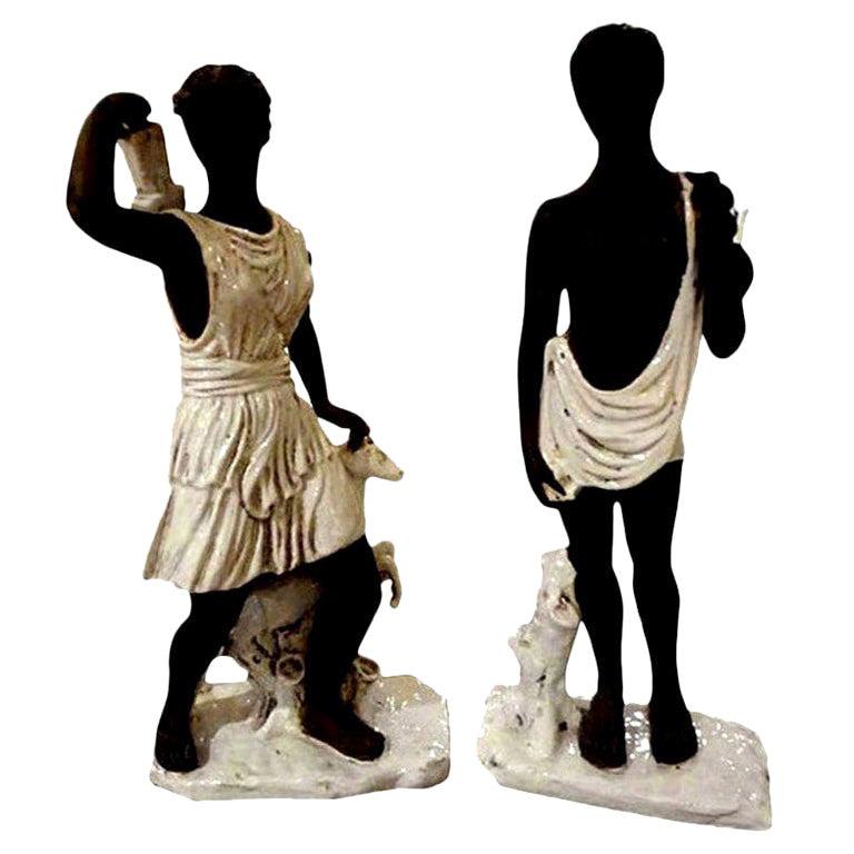 Pair of Italian Classical Greek Inspired Figural Ceramic Statues For ...