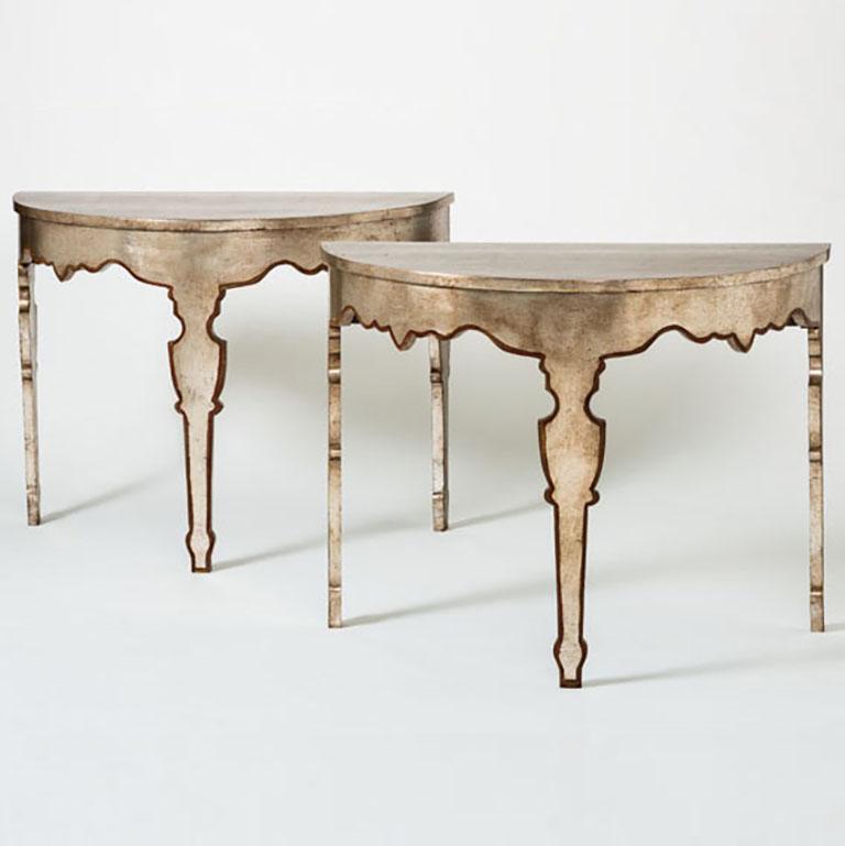 Italian Silver Leaf Console Table For Sale at 1stDibs