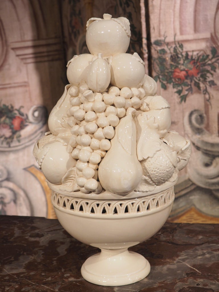 Pair of Italian Creamware Fruit Topiaries, 1960s at 1stDibs