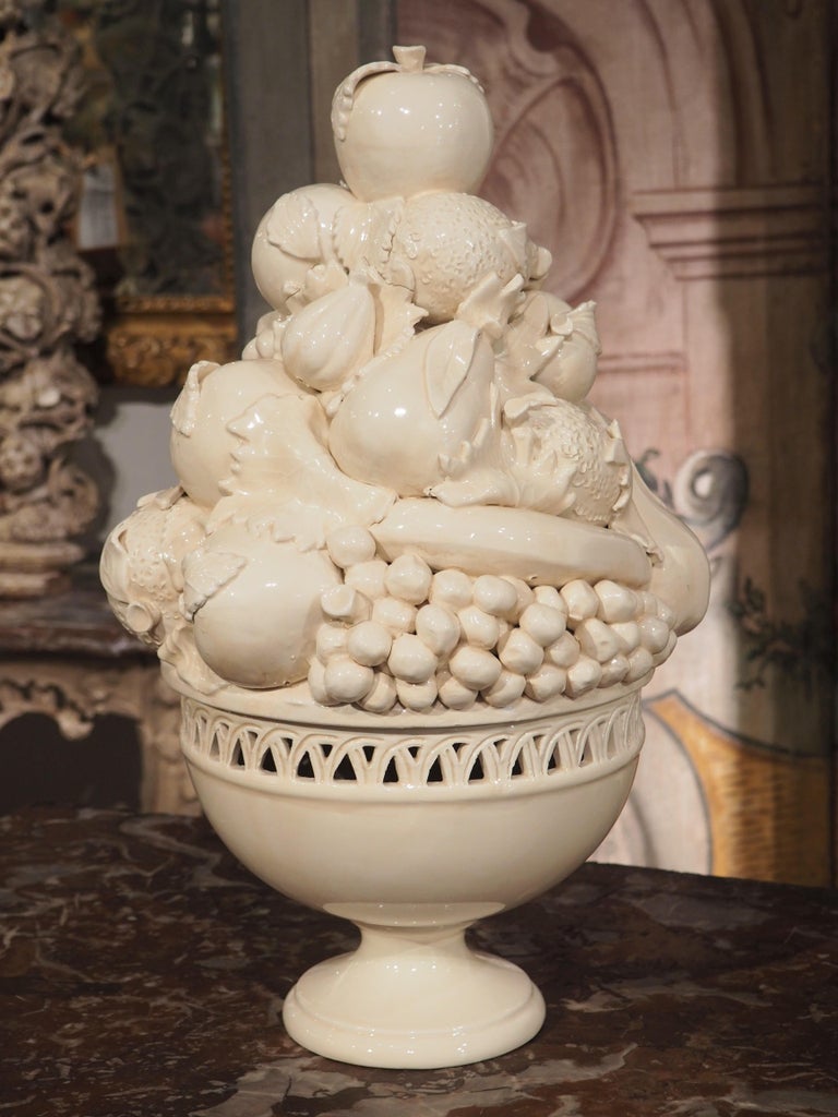 Pair of Italian Creamware Fruit Topiaries, 1960s at 1stDibs