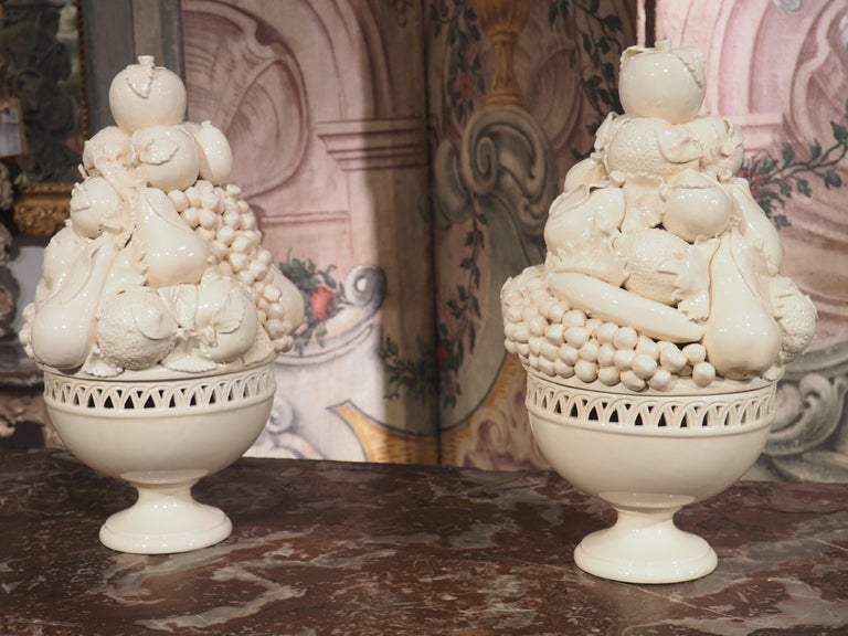 Pair of Italian Creamware Fruit Topiaries, 1960s at 1stDibs
