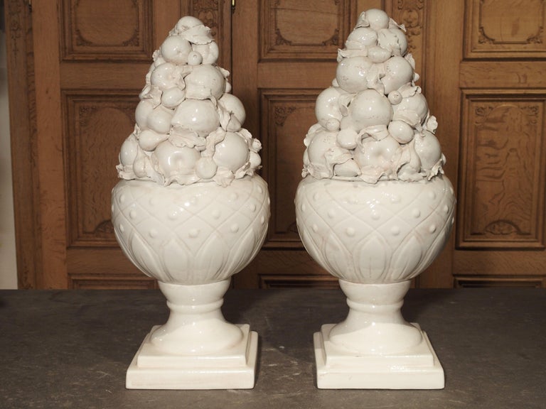 Pair of Italian Creamware Fruit Topiaries, 1960s at 1stDibs