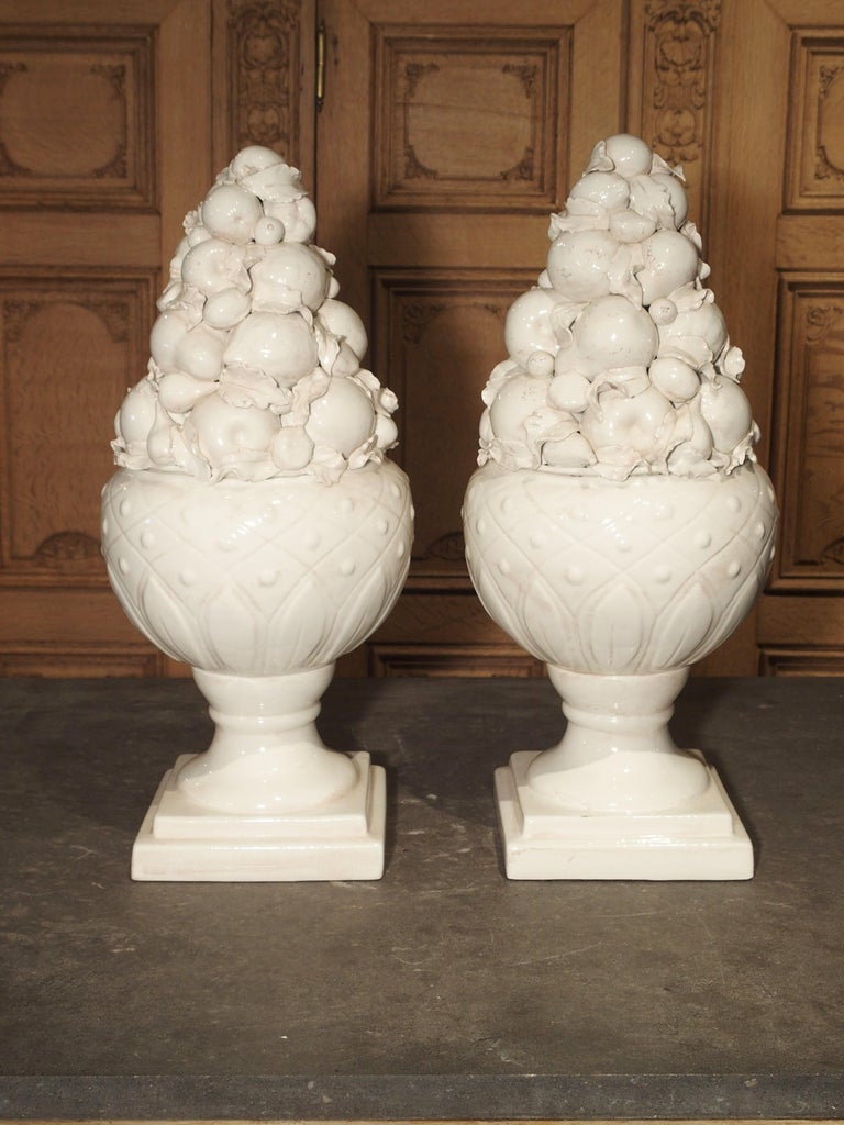 Pair of Italian Creamware Fruit Topiaries, 1960s at 1stDibs