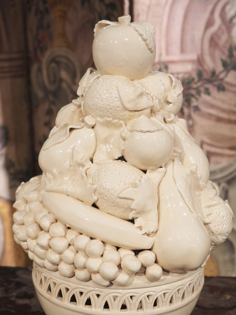 Pair of Italian Creamware Fruit Topiaries, 1960s at 1stDibs