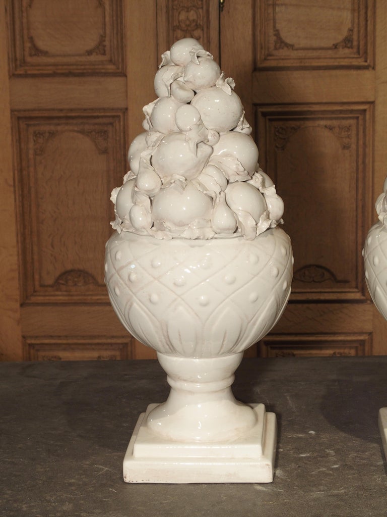Pair of Italian Creamware Fruit Topiaries, 1960s at 1stDibs