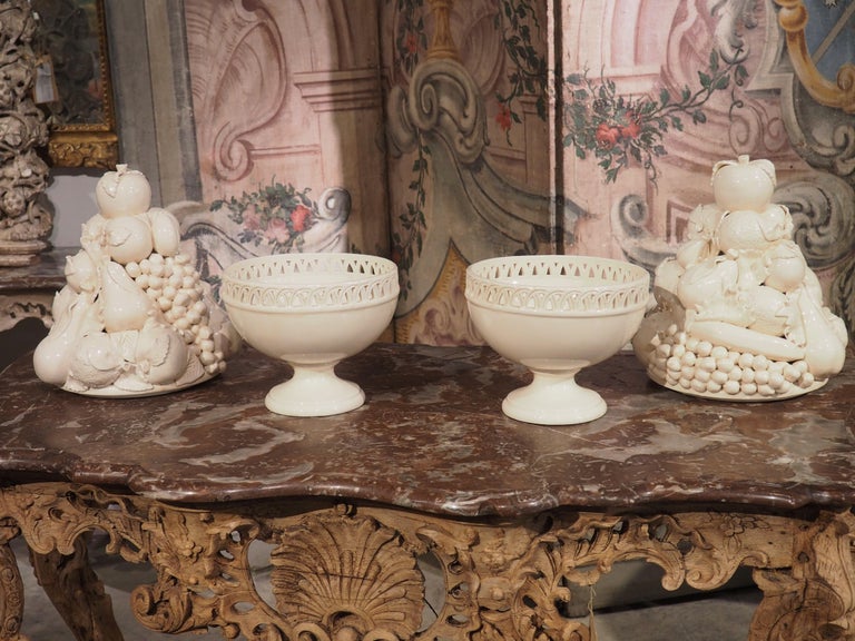 Pair of Italian Creamware Fruit Topiaries, 1960s at 1stDibs