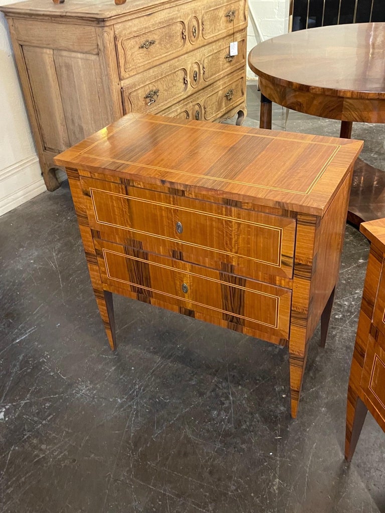 Pair of Italian Custom Veneer Bedside Tables For Sale at 1stDibs