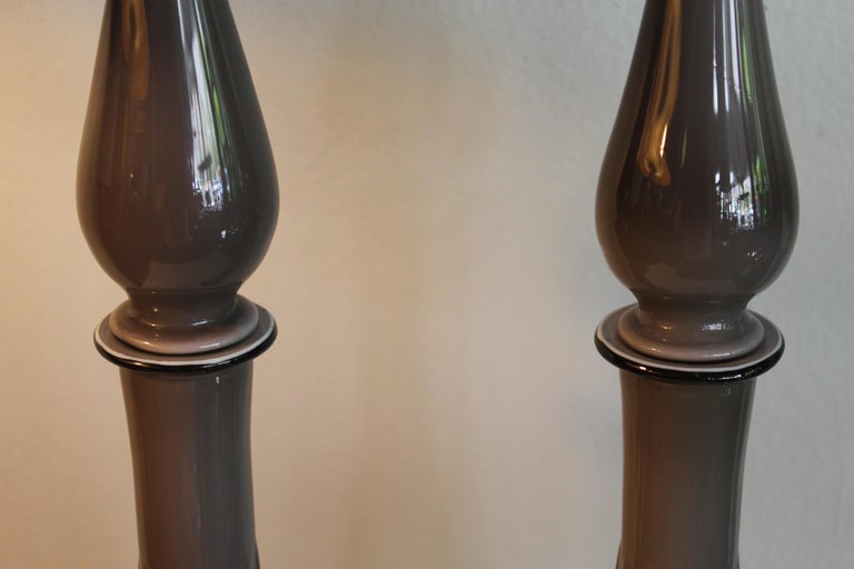 Pair of Murano Cased Glass Decanters with Stoppers For Sale at 1stDibs
