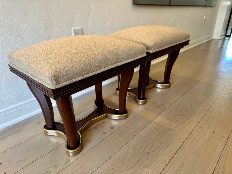 Pair of Italian Deco Tailored Benches For Sale at 1stDibs