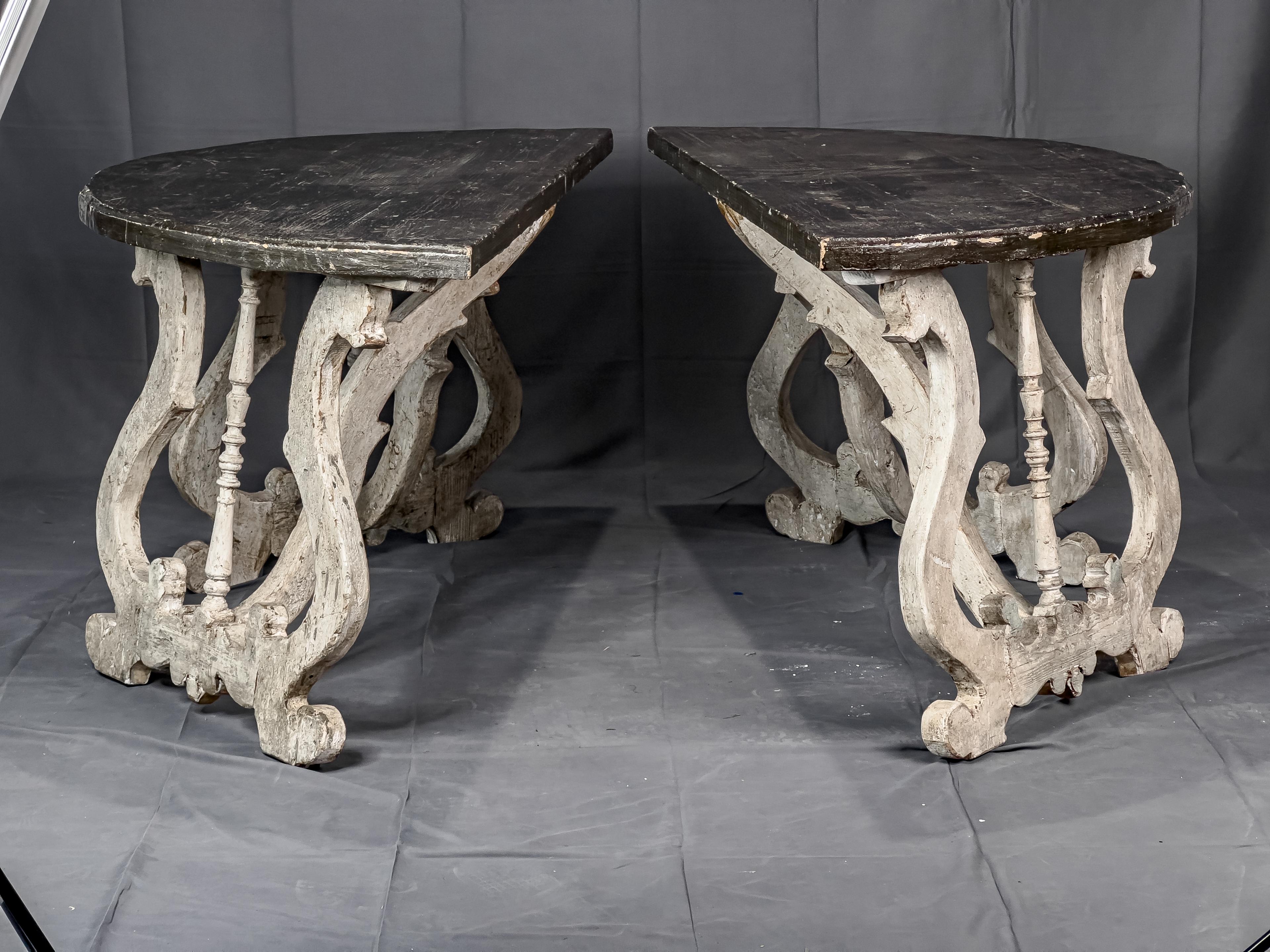 Pair of Italian Demi-Lune Tables at 1stDibs