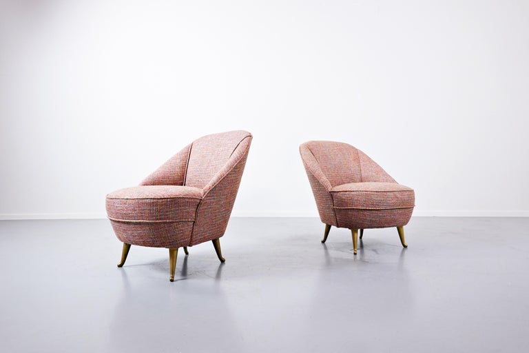 Pair of Italian Mid-Century Modern Easy Chairs, 1950s, New Upholstery ...