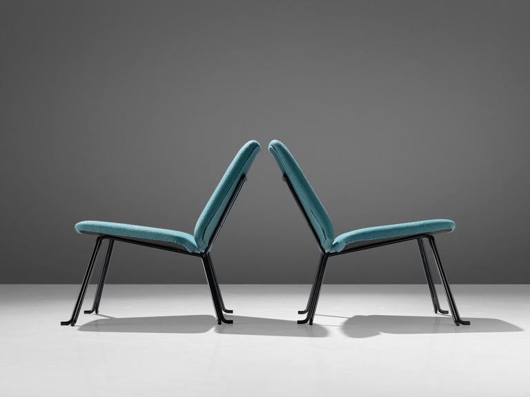 Pair of Italian Easy Chairs in Green Upholstery For Sale at 1stDibs