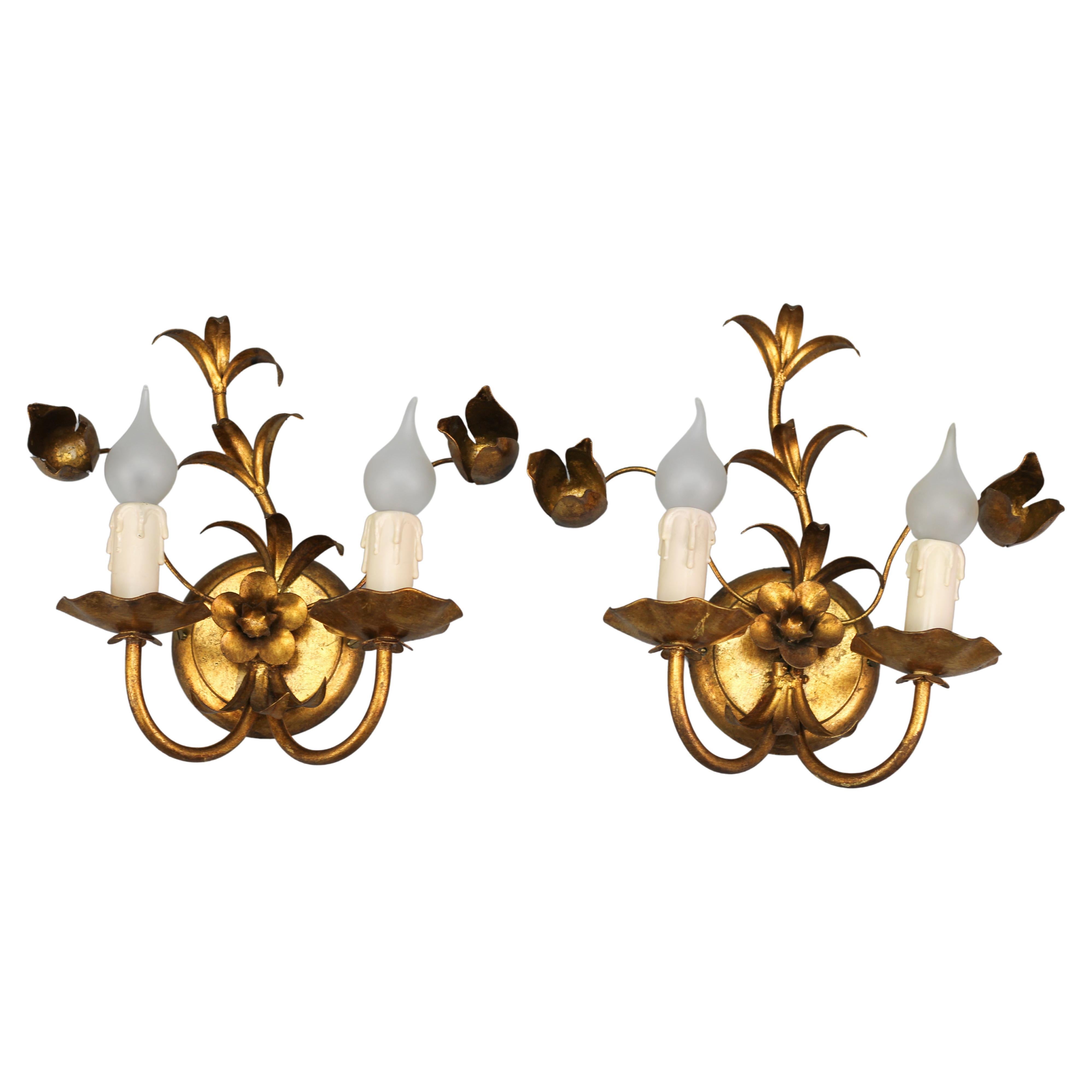 Single Florentine Italian Floral Sconce, Italy, 1980s For Sale at 1stDibs