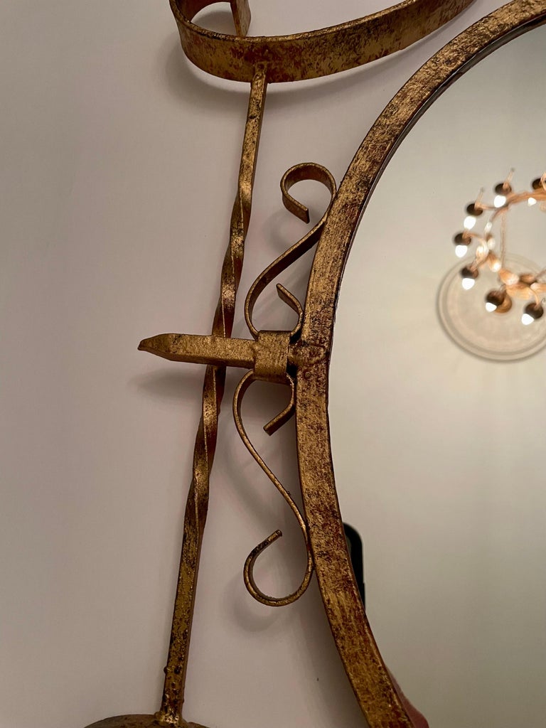 Pair of Italian Gilt Iron Scrolled Mirrors For Sale at 1stDibs