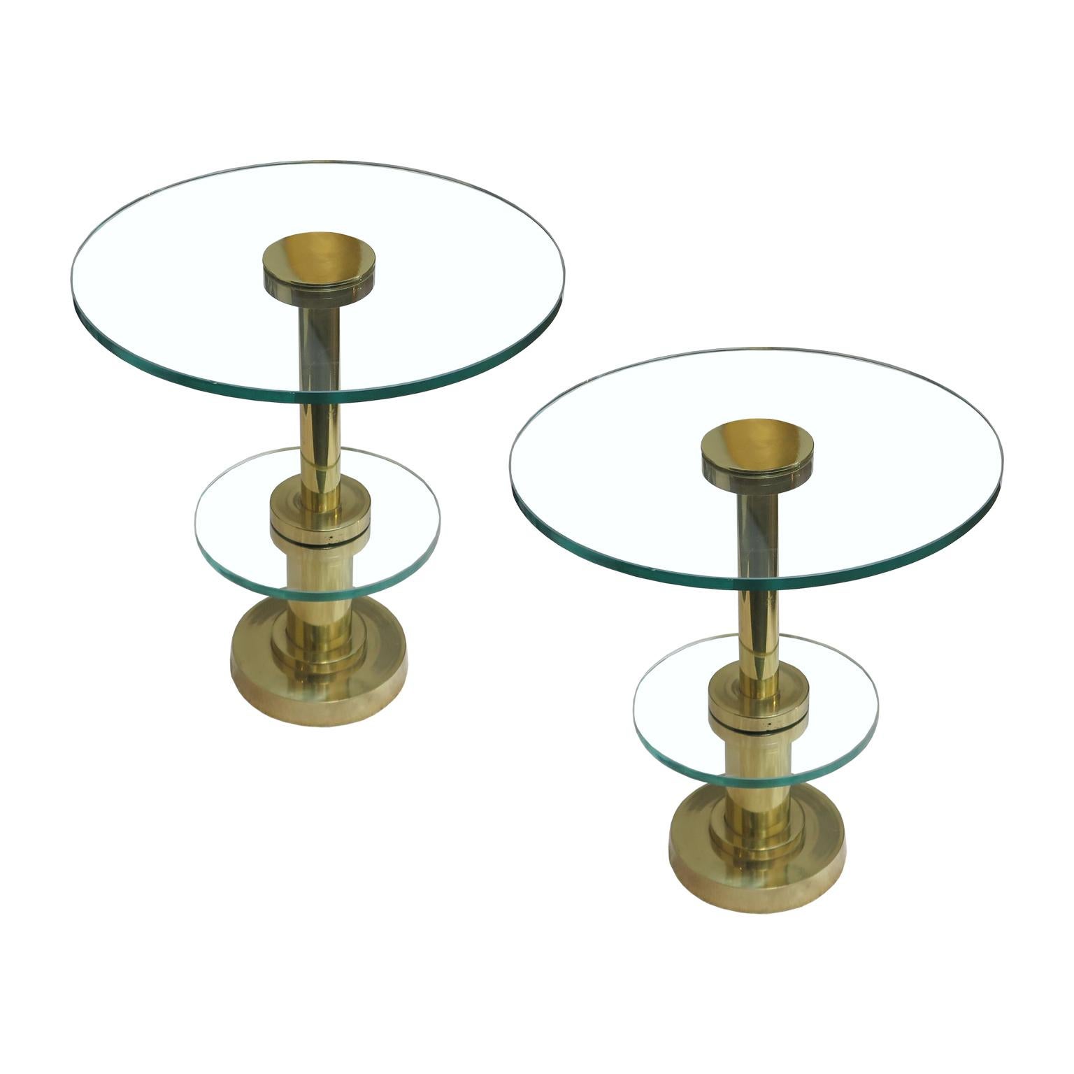 Pair of Italian Glass and Brass Side Tables from the Late 20th Century ...