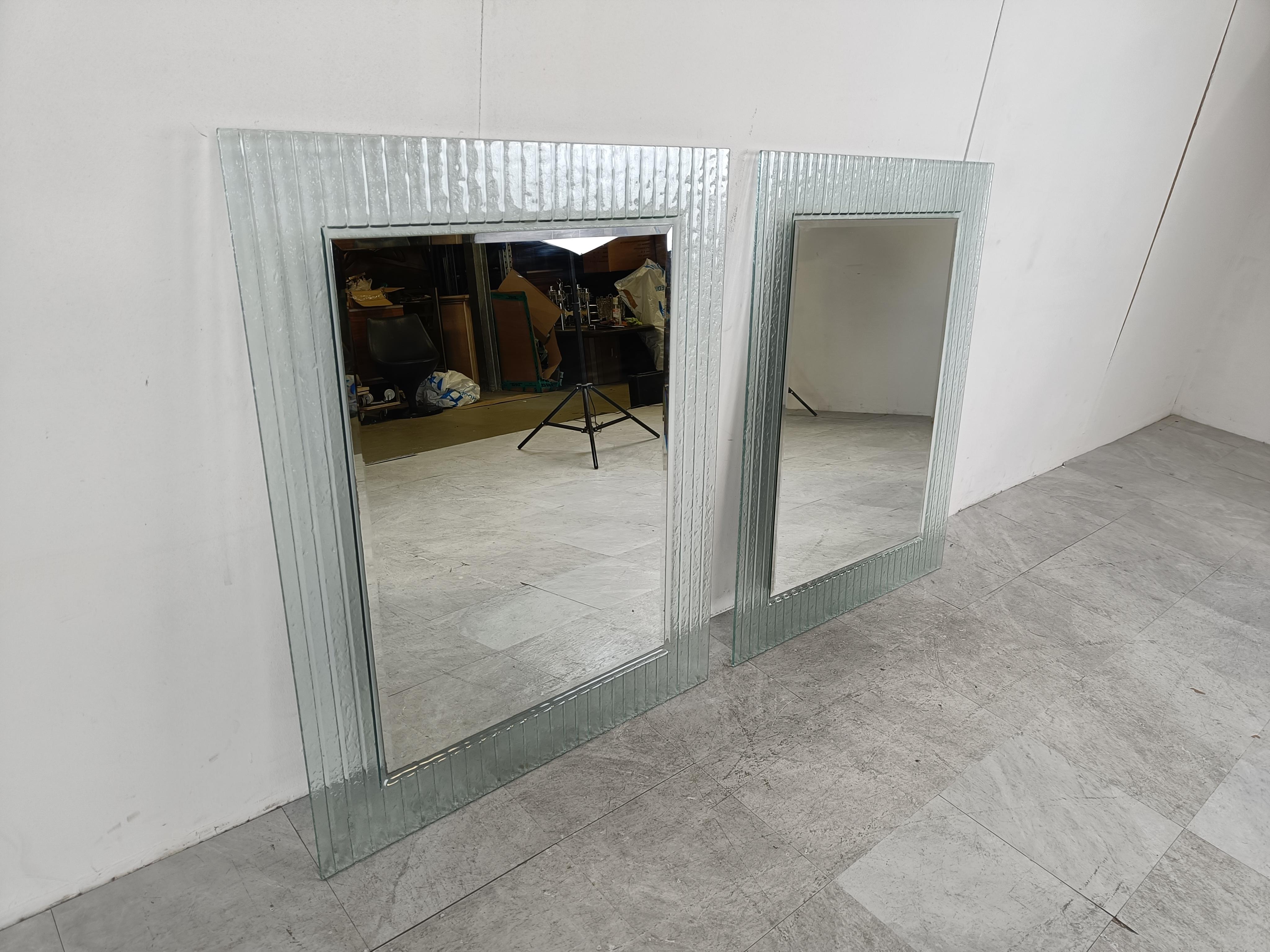 Pair of Italian Glass Mirrors, 1960s For Sale at 1stDibs