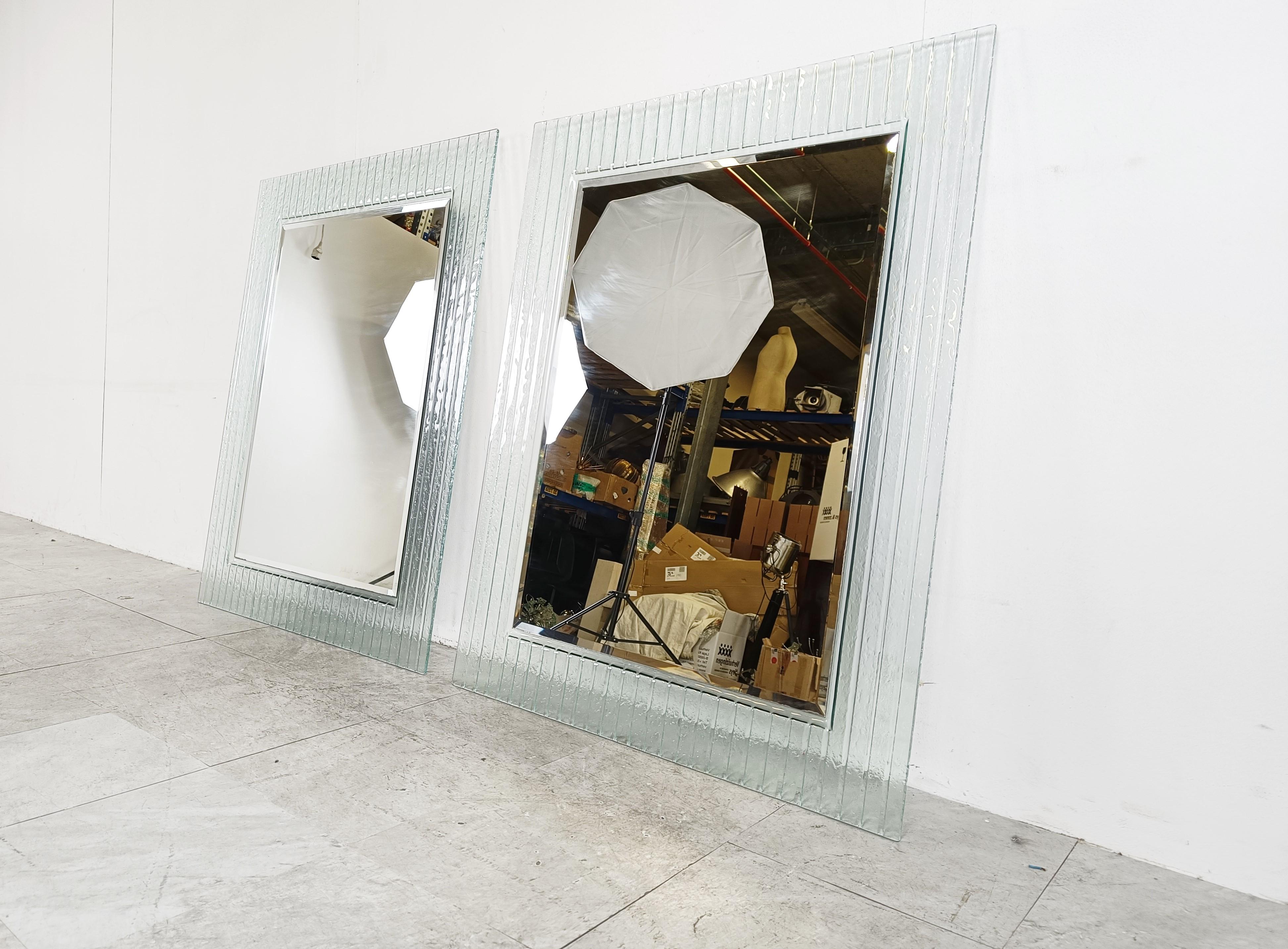 Pair of Italian Glass Mirrors, 1960s For Sale at 1stDibs