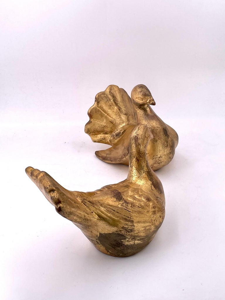 Pair of Italian Gold Guild Doves Ceramic Sculptures / Figurines For ...