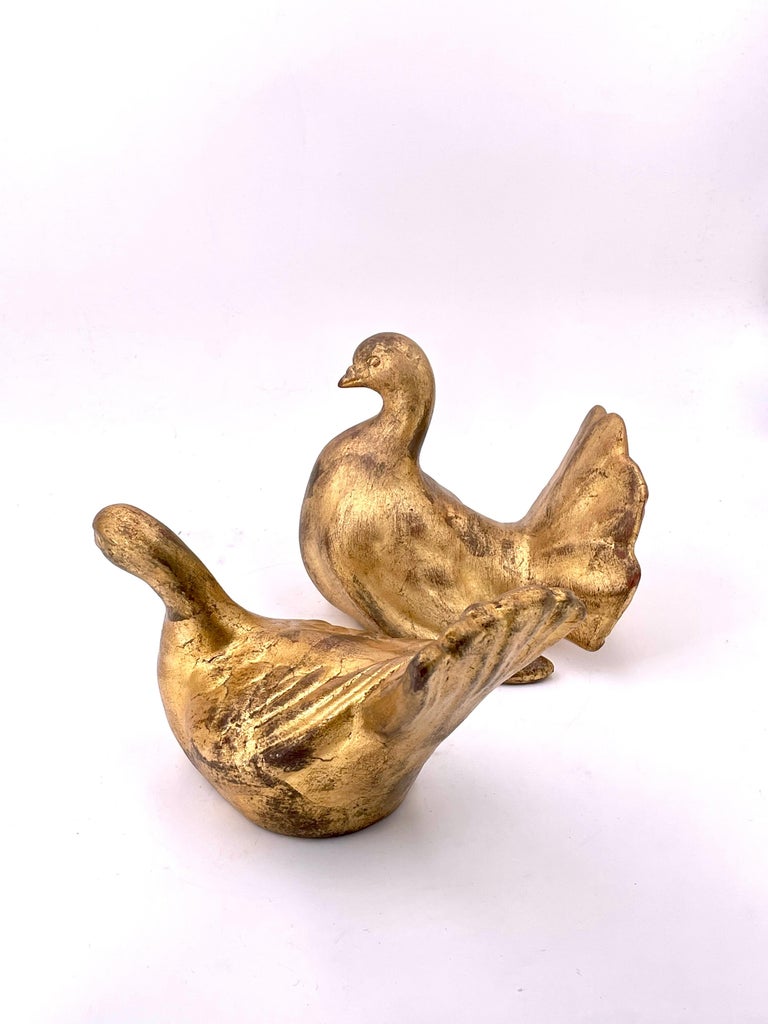 Pair of Italian Gold Guild Doves Ceramic Sculptures / Figurines For ...