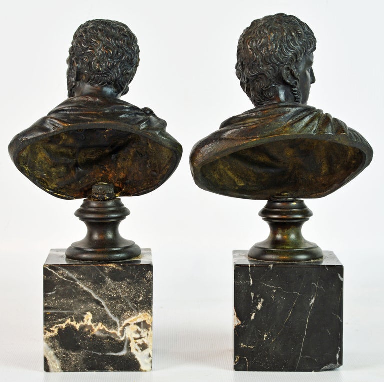 Pair of Italian Grand Tour Bronze Busts of the Roman Emperors Caligula ...