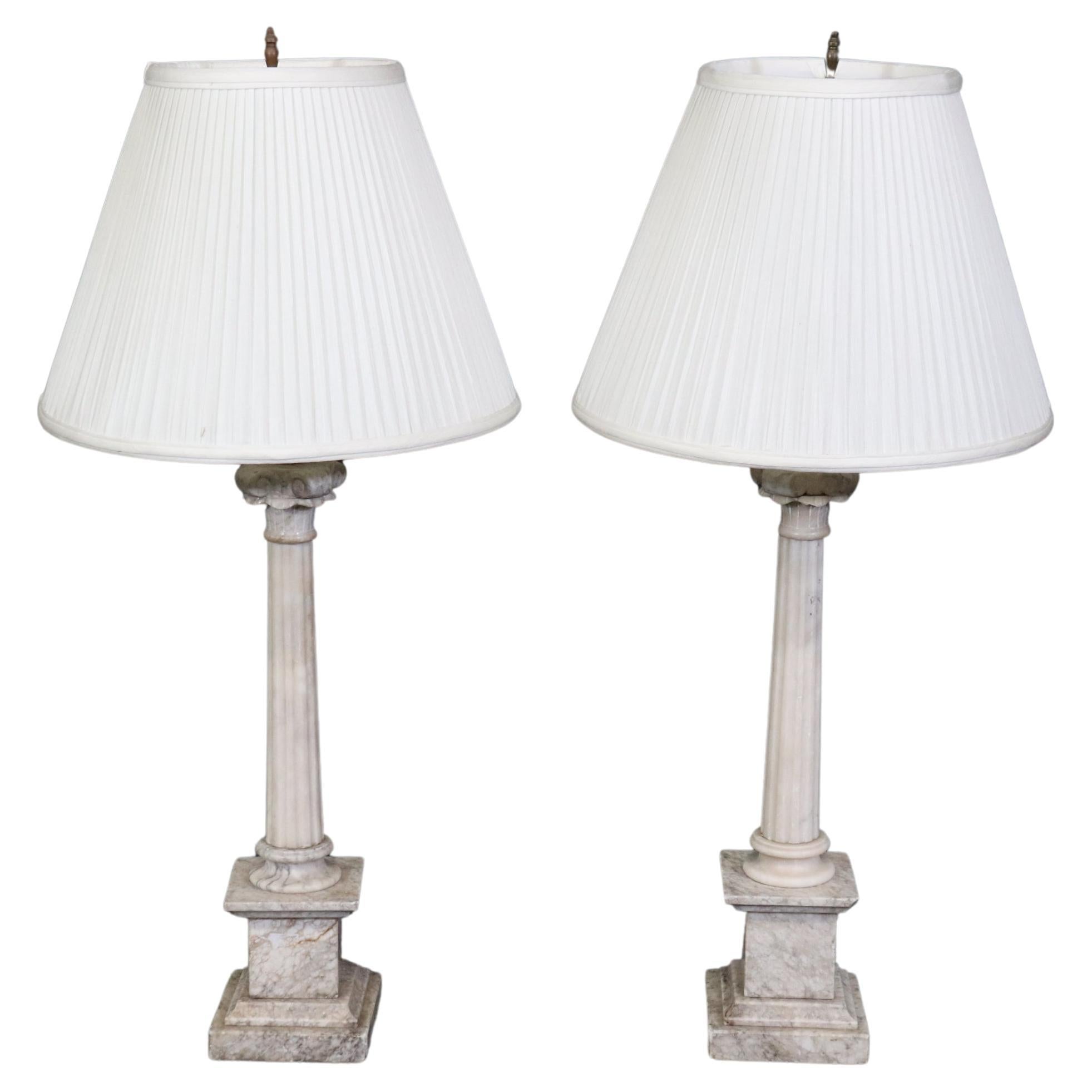 Pair of 1950s Italian Alabaster Column Lamps at 1stDibs | alabaster lamp