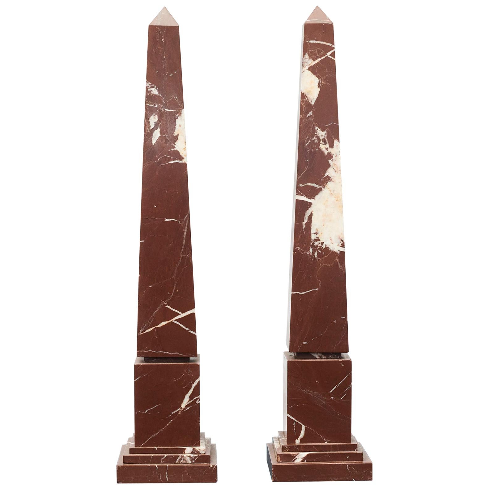 Pair of Monumental Marble Obelisks, White #2 For Sale at 1stDibs