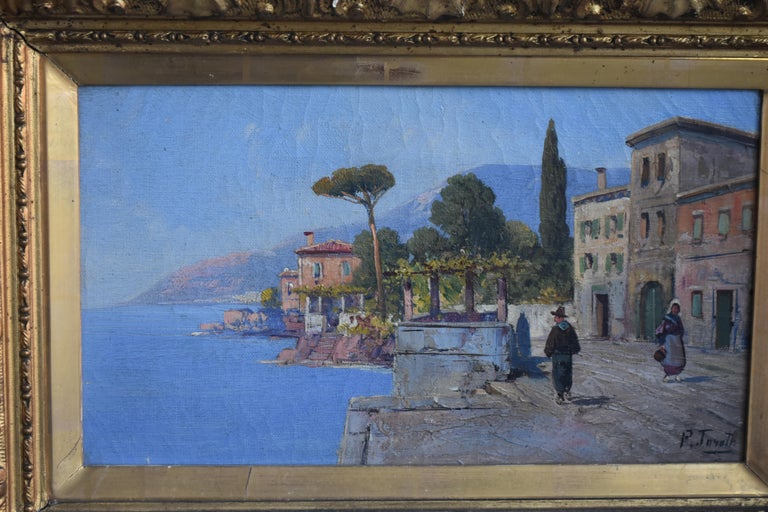 Pair of Italian Landscape Oil on Canvas Signed Pietro Toretti at 1stDibs