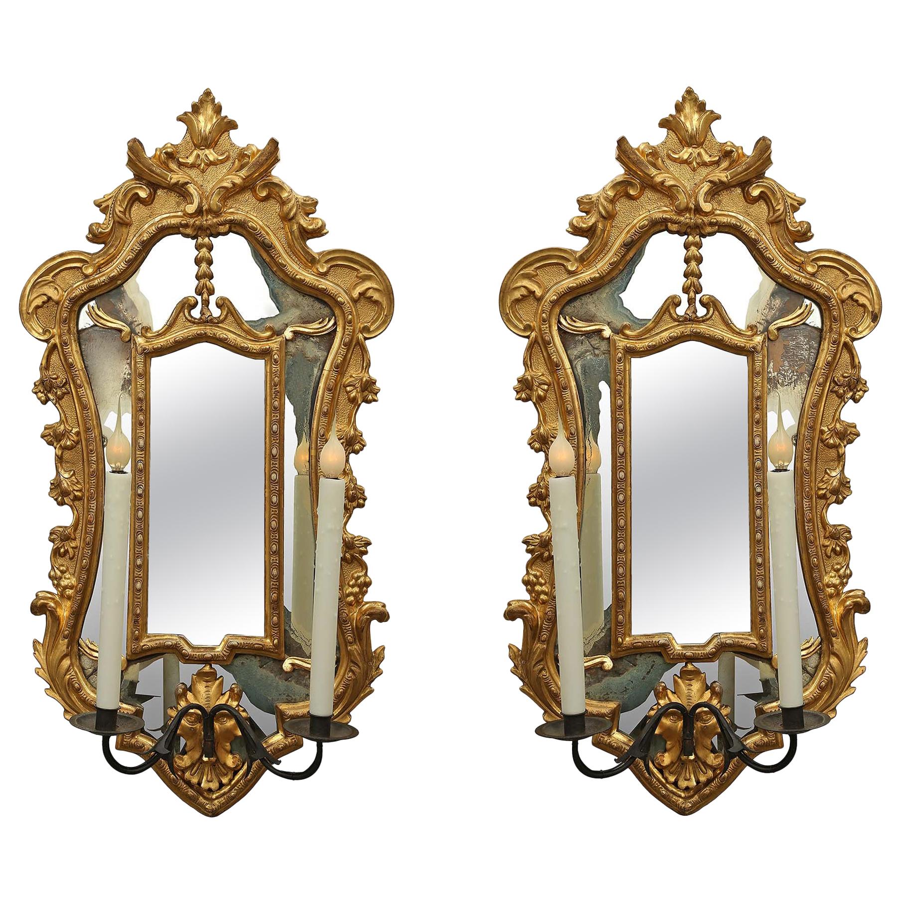 Pair of Venetian Mirrored Sconces at 1stDibs