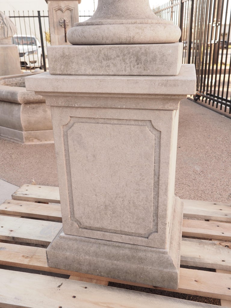 Pair of Italian Limestone Urns with Fruit and Floral Bouquets on ...